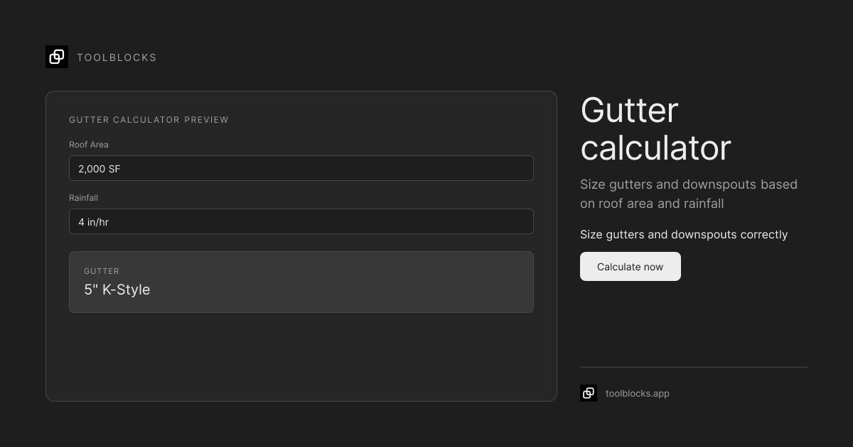 Gutter Calculator | Size Gutters & Downspouts by Roof Area