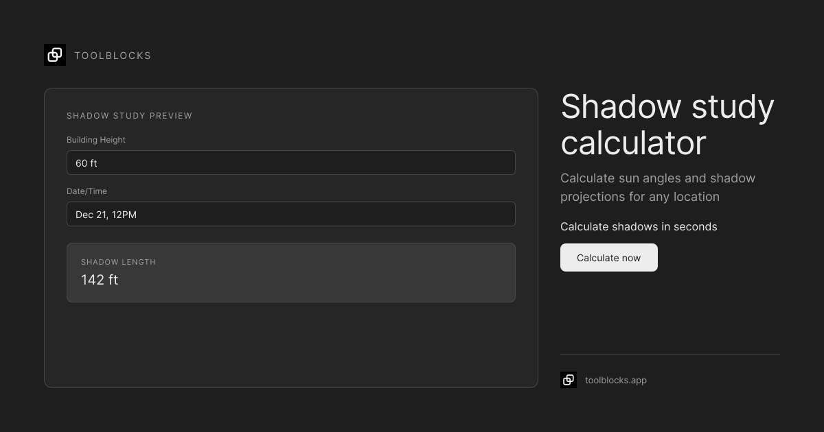 Shadow Study Calculator | Sun Angles & Shadow Length
