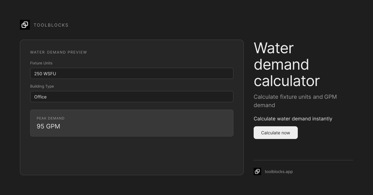 Water Demand Calculator | Fixture Units & GPM