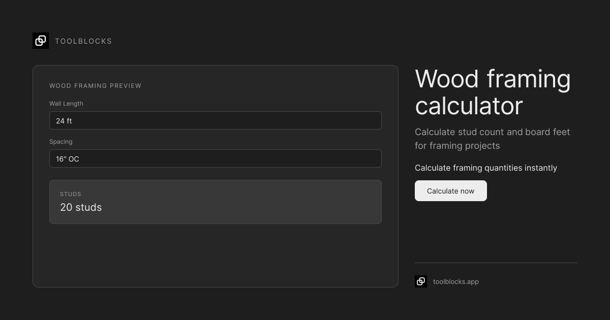 Wood Framing Calculator | Stud Count & Board Feet